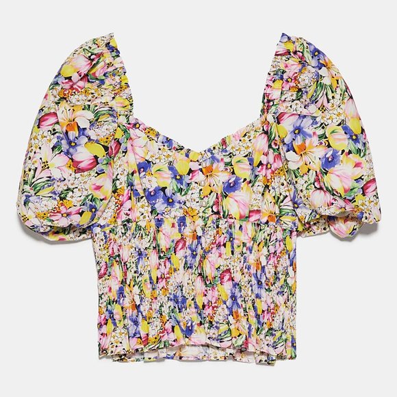 Zara | Tops | Zara Floral Printed Topmulticolored2767253 | Poshmark